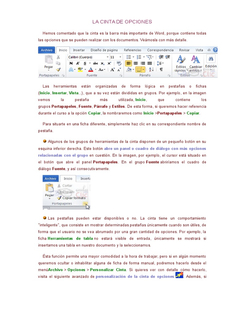La Cinta de Opciones Word 2014 | PDF | Point and Click | Microsoft Word