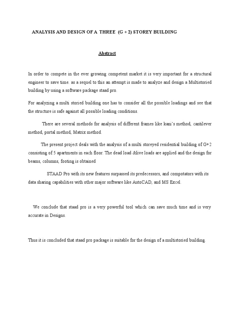 Analysis and Design of a Three Storey Residential Building Using STAAD ...
