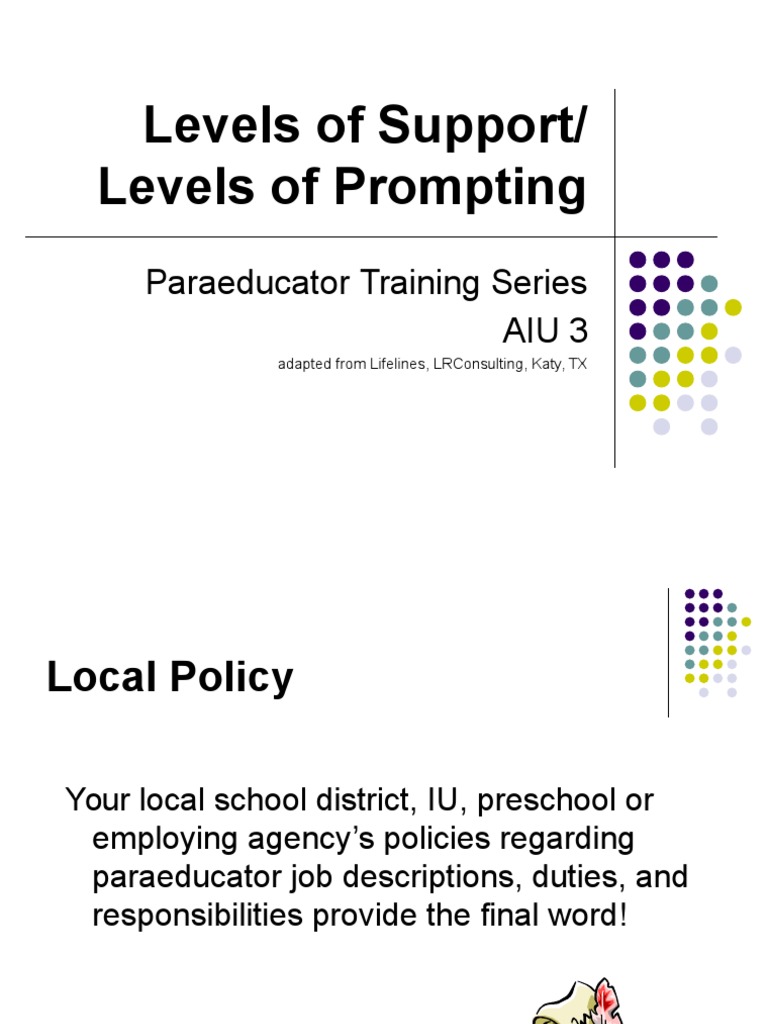 Para Training Levels of Support and Prompting | PDF | Reinforcement ...