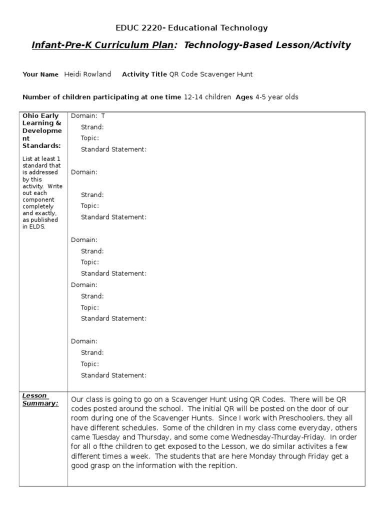 Lesson Plans: QR Code Scavenger Hunt | Download Free PDF | Qr Code ...