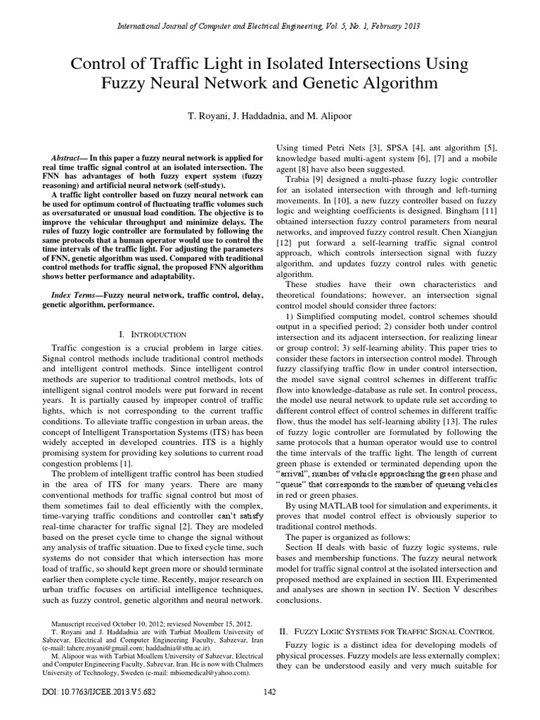 Control of Traffic Light in Isolated Intersections Using Fuzzy Neural ...