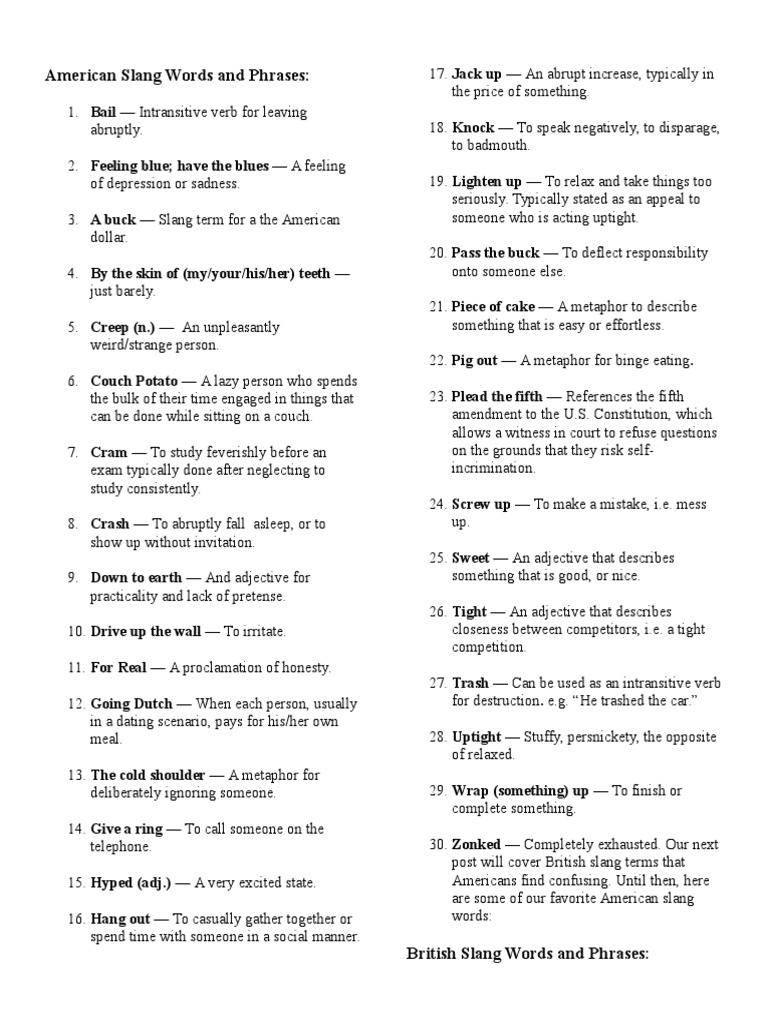 American Slang Words and Phrases Guide | PDF | God Save The Queen | Nipple