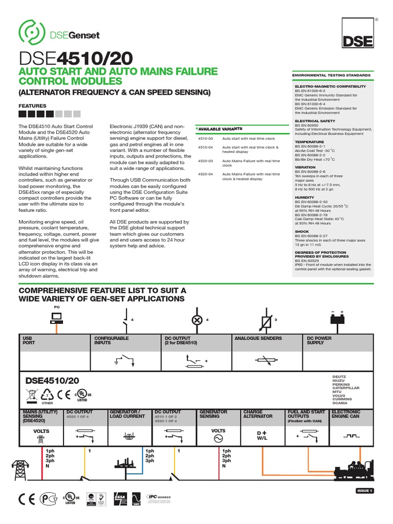Dse4510 Dse4520 Data Sheet | PDF | Mains Electricity | Electromagnetic ...