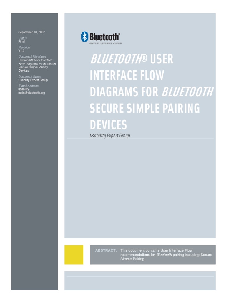Bluetooth Secure Simple Pairing User Interface Flow Whitepaper | PDF | Bluetooth | Authentication