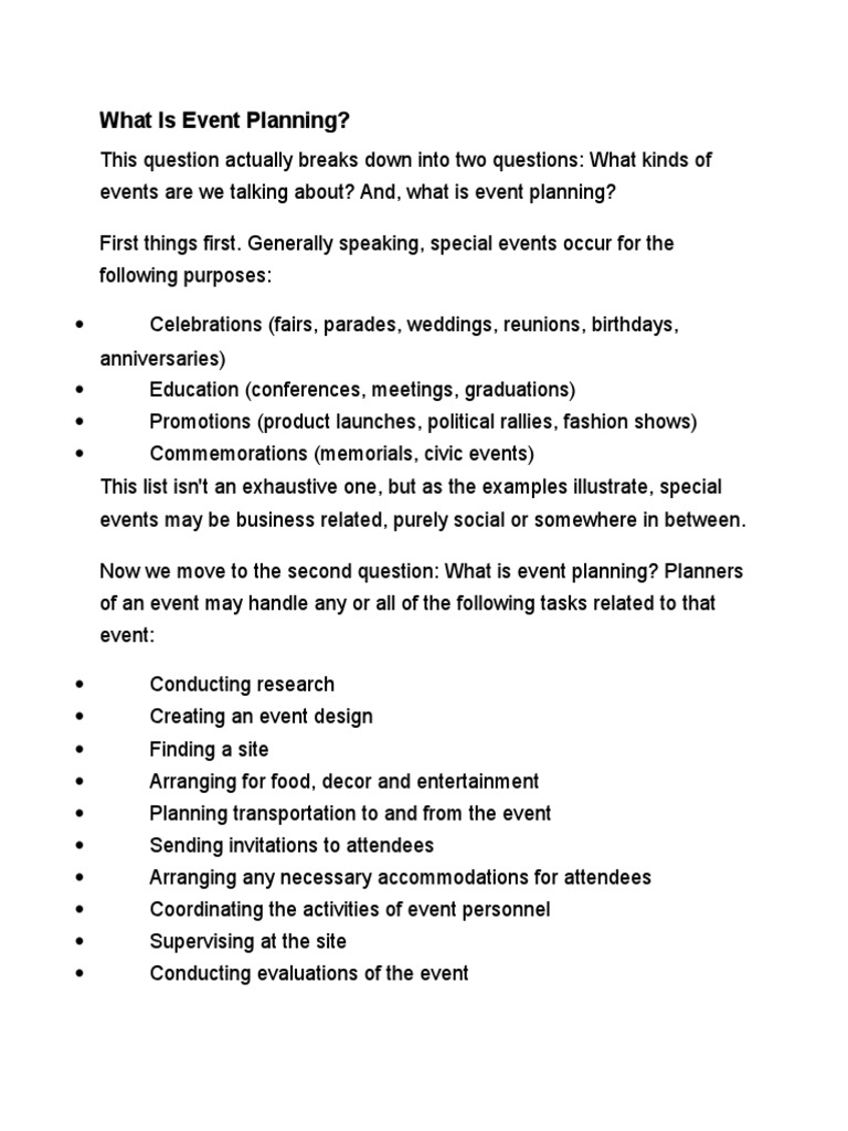 What Is Event Planning | PDF | Strategic Management | Business Plan