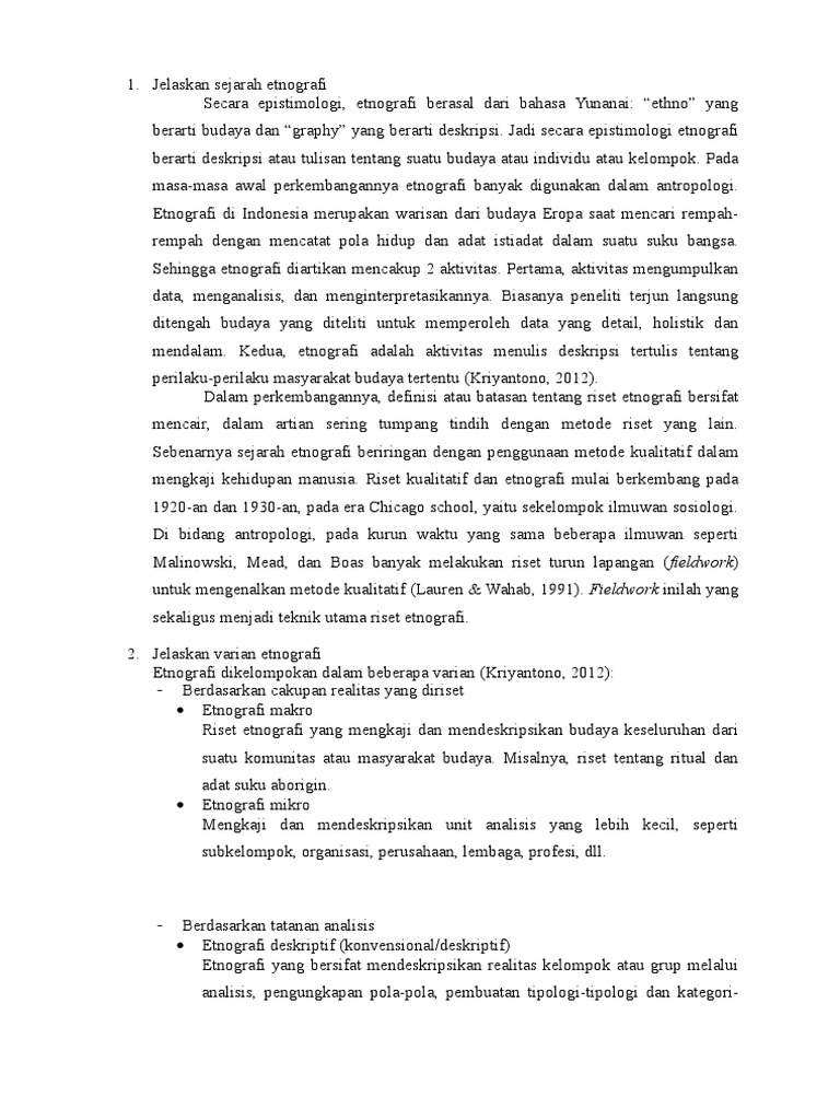 Etnografi Kritis: Definisi dan Penerapan | PDF