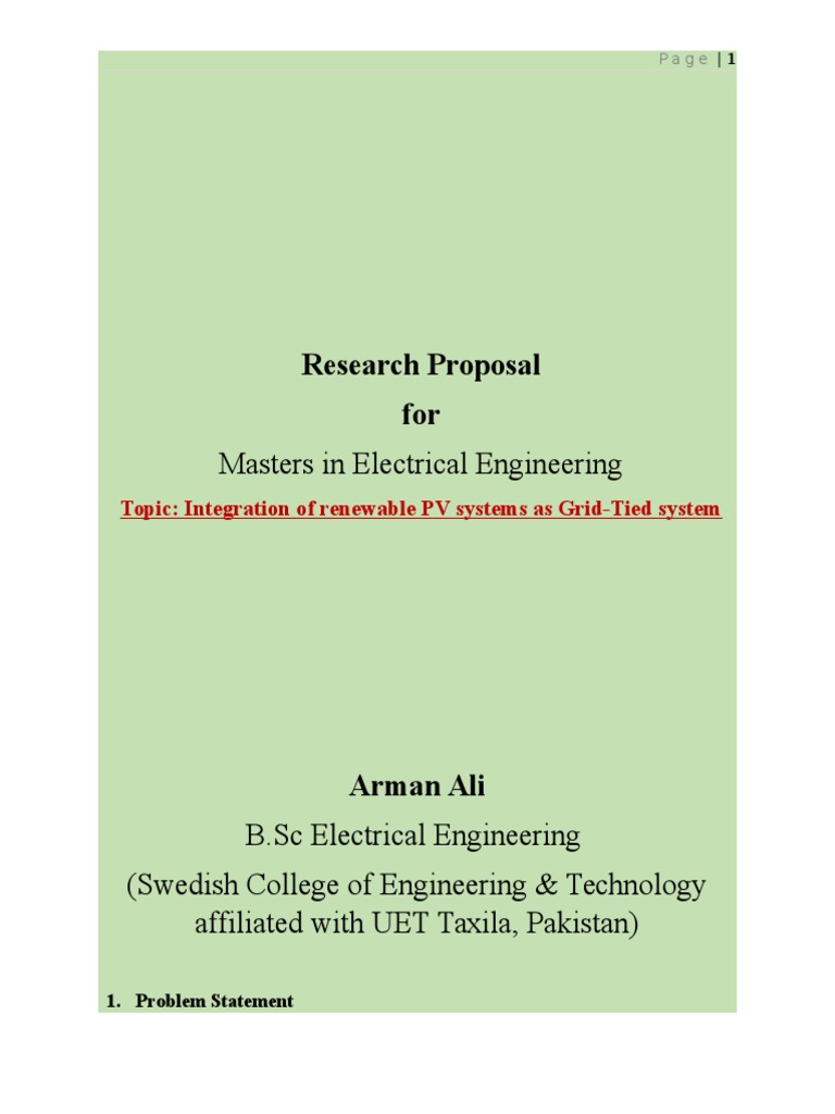 Research Proposal | PDF | Photovoltaic System | Photovoltaics