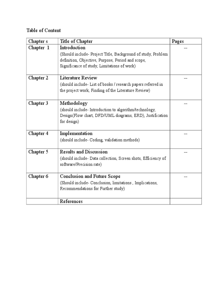 Guide Lines and Table of Content | PDF | Areas Of Computer Science ...