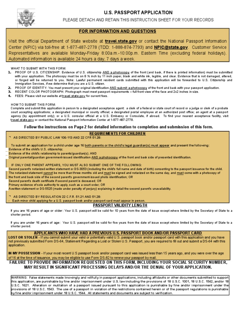A Guide to U.S. Passport Application Requirements and Procedures | PDF ...