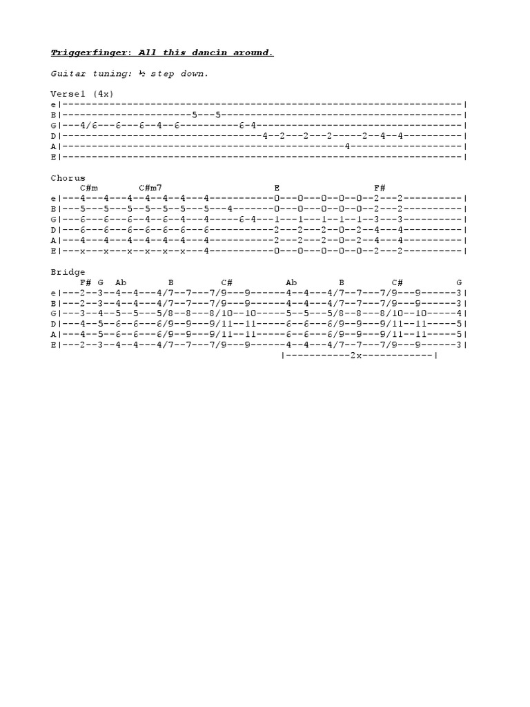 Tab Triggerfinger All This Dancin Around | PDF