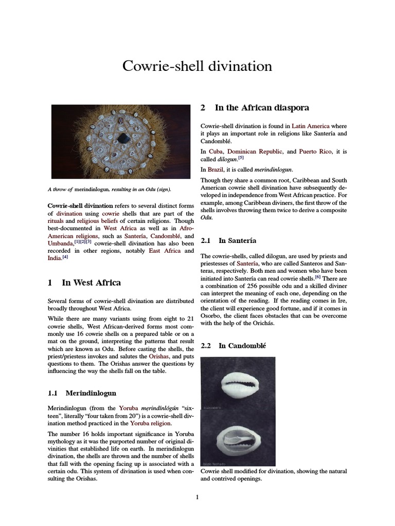 Cowrie Shell Divination | PDF | Prediction | Superstitions