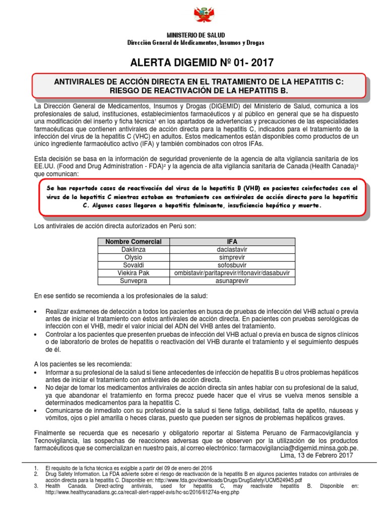 Alerta Digemid | PDF | Hepatitis | Hepatitis C