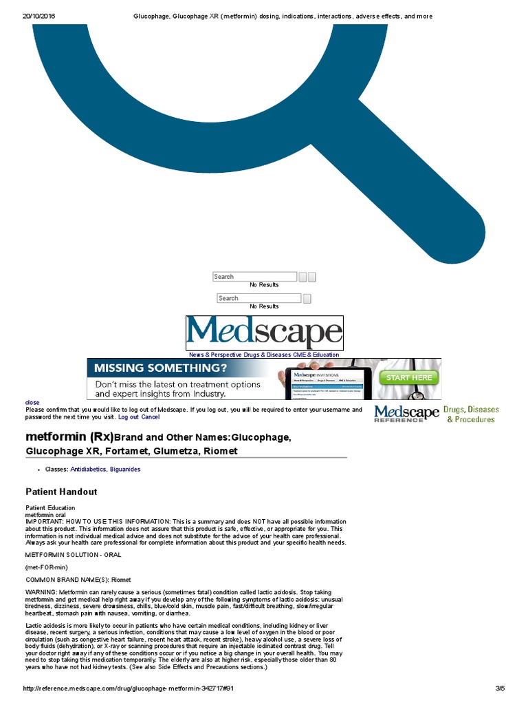 Metformin Patient Handout | PDF | Hypoglycemia | Blood Sugar