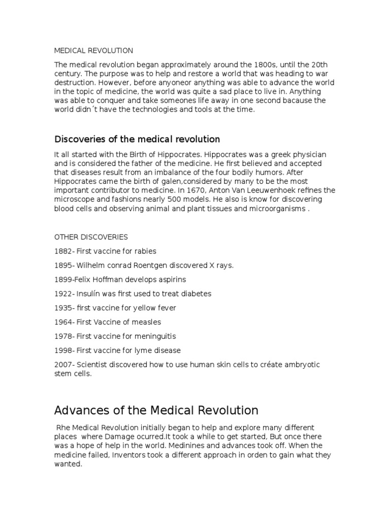 Medical Revolution | PDF | Vaccines | Medicine