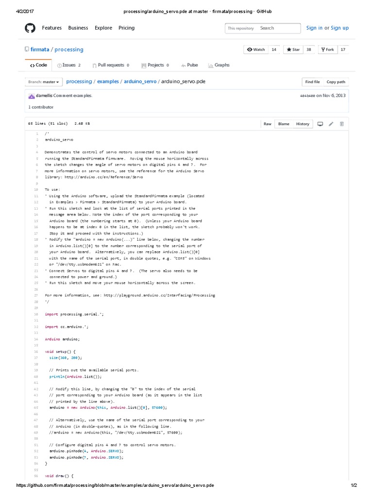 Processing Arduino Servo | PDF | Arduino | System Software