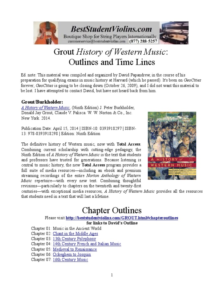 A History of Western Music - Outline | PDF | Classical Period (Music ...