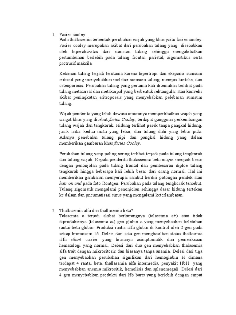 Facies Cooley dan Thalassemia | PDF | Griya & Taman