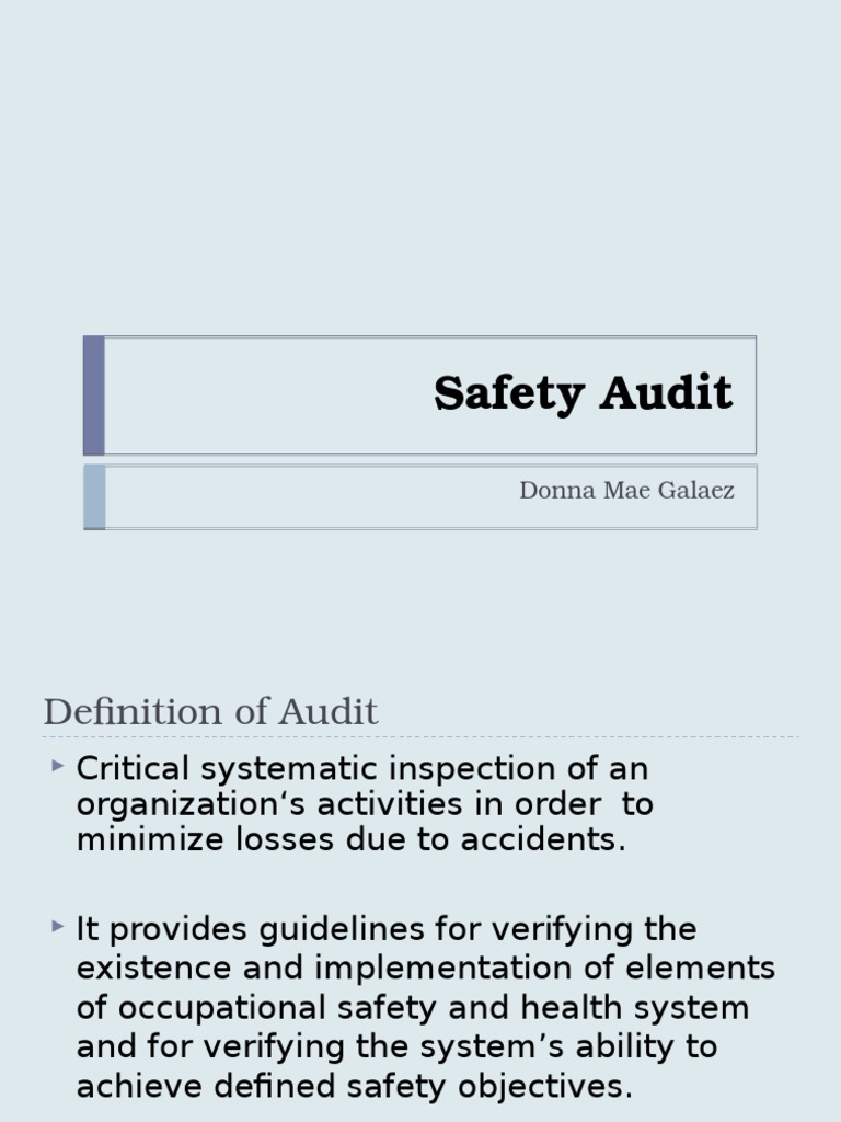 Safety Audit | PDF | Auditor's Report | Audit