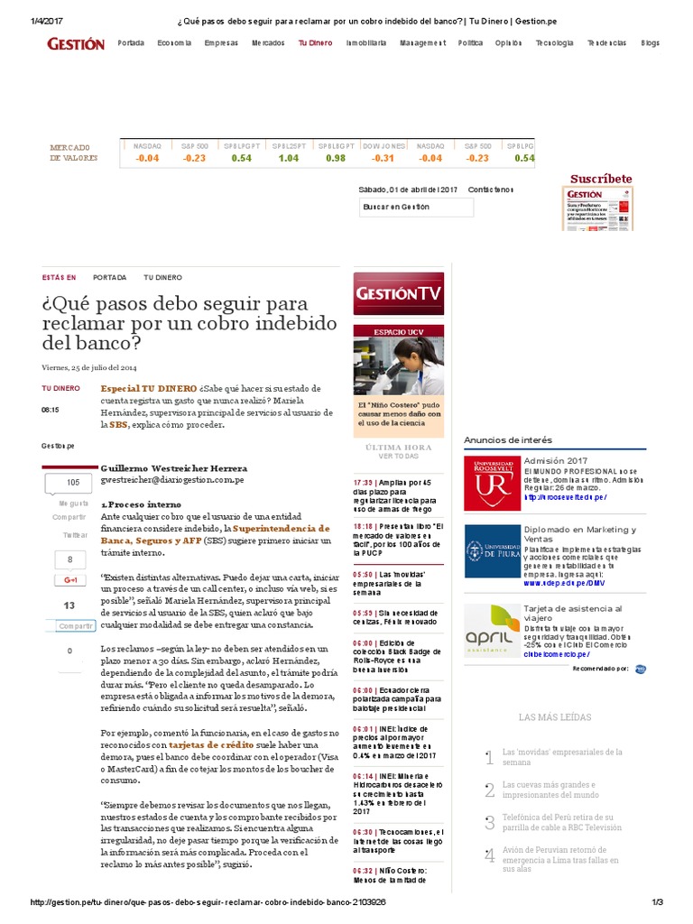 Qué Pasos Debo Seguir para Reclamar Por Un Cobro Indebido Del Banco ...