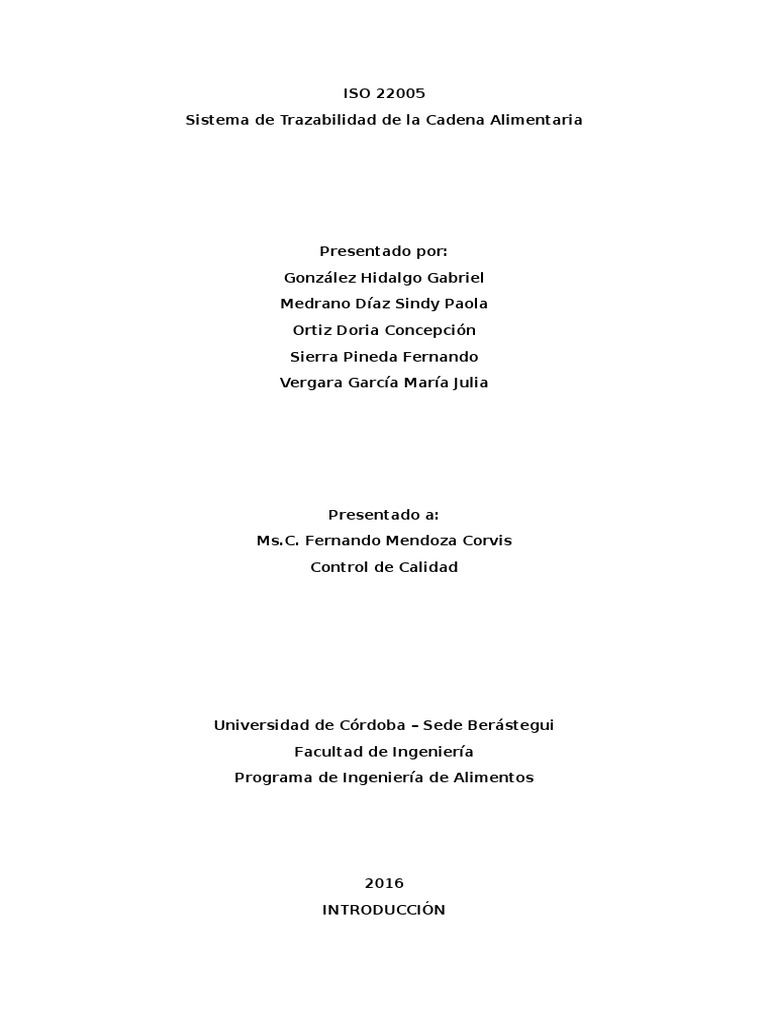 ISO 22005 Trabajo para Enviar | PDF | Alimentos | Producto (Negocio)
