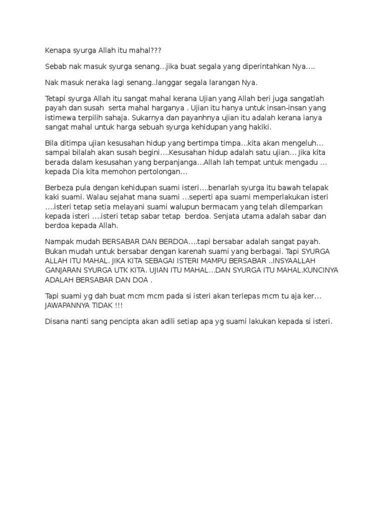 Kenapa Syurga Allah Itu Mahal | PDF