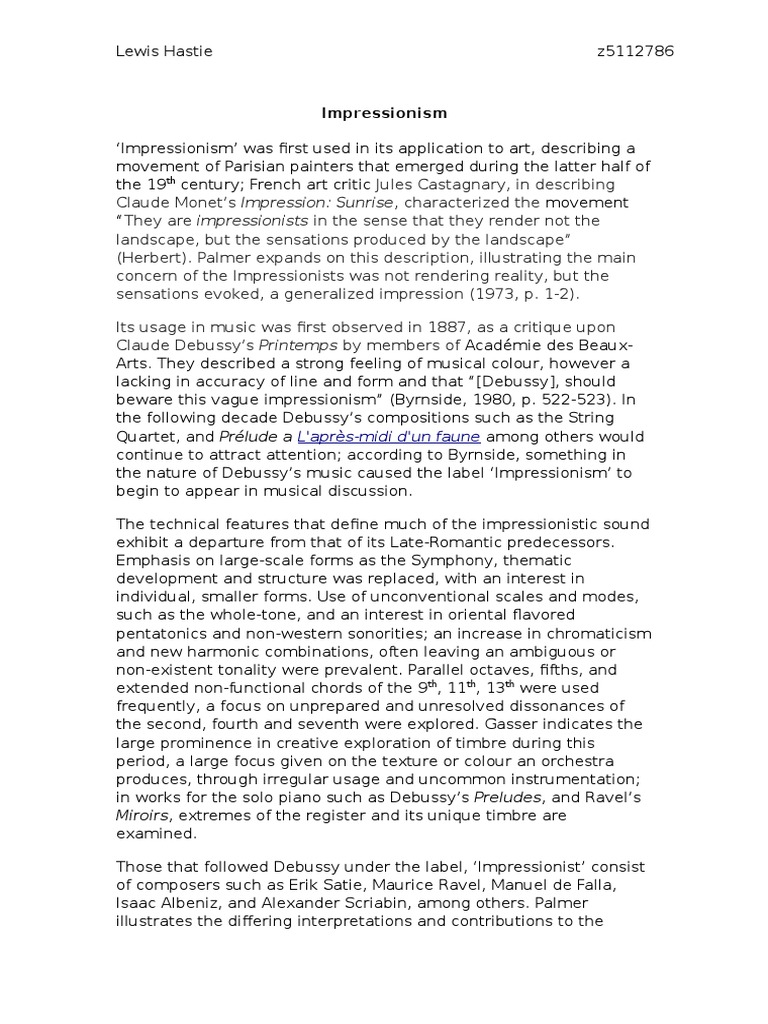 Impressionism in Music | PDF | Claude Debussy | Impressionism