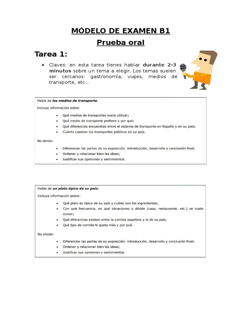 Modelo de Examen Oral b1 | PDF