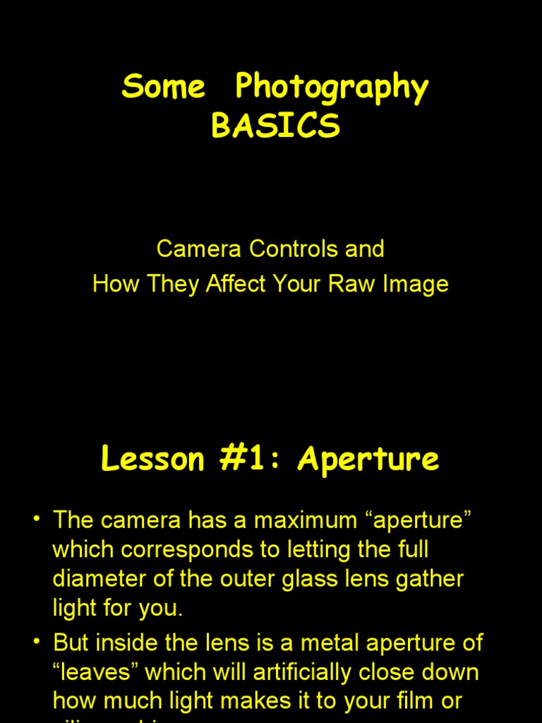 Some Photography Basics: Camera Controls and How They Affect Your Raw ...
