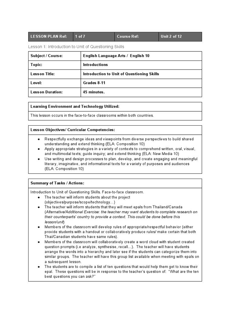 Lesson 1 | PDF | Classroom | Teachers