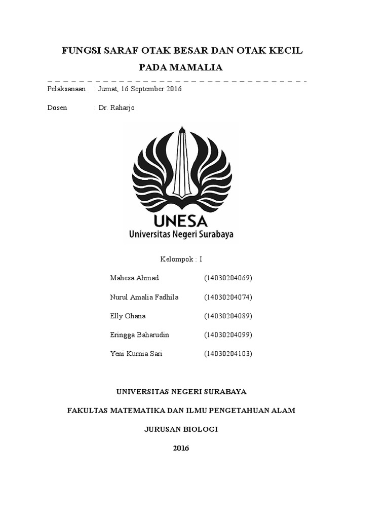 Laporan Fungsi Saraf Otak Besar Dan Otak Kecil Pada Mamalia | PDF Laporan Fungsi Saraf Otak Besar Dan Otak Kecil Pada Mamalia | PDF