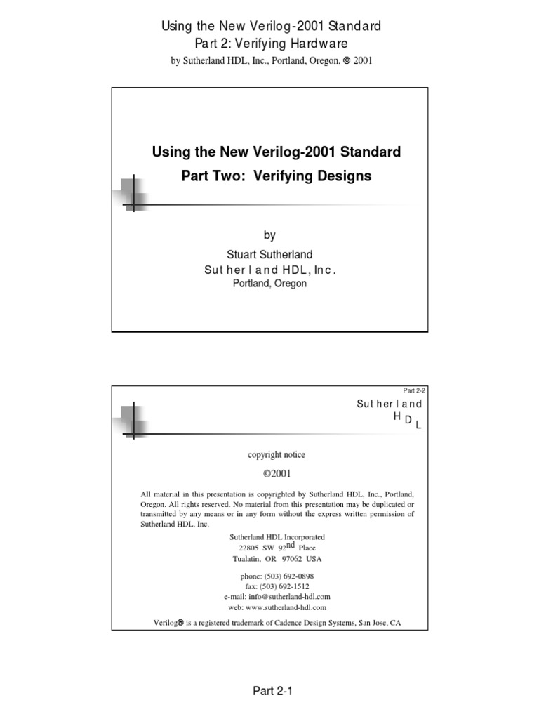 Using The New Verilog 2001 Standard Part Two Verifying Designs Pdf Hardware Description