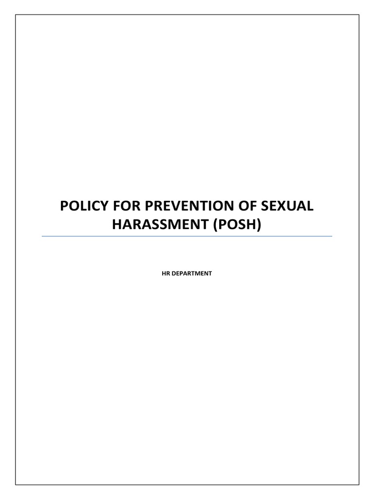 Posh Policy Sexual Harassment Harassment
