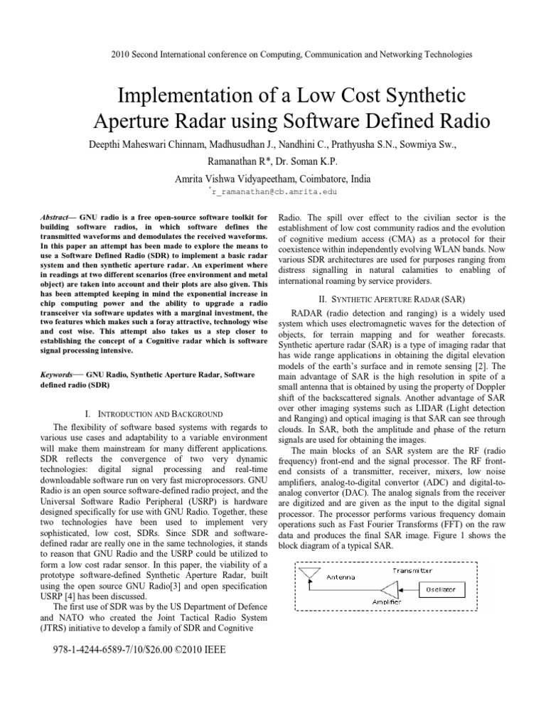 Implementation of A Low Cost Synthetic Aperture Radar Using Software ...