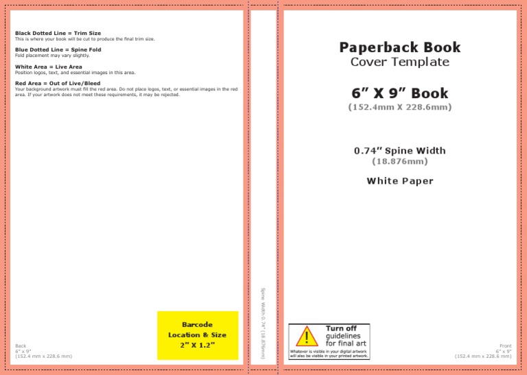 Paperback Book 6" X 9" Book: Cover Template | PDF