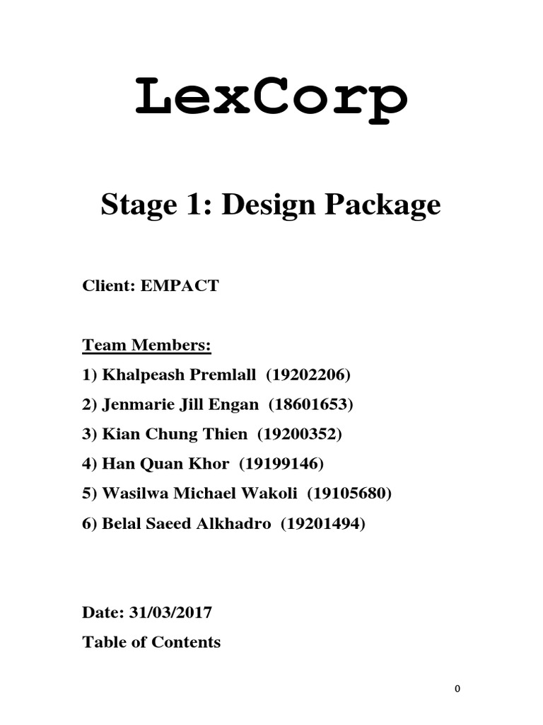 Final Stage 1 - Design Package | PDF