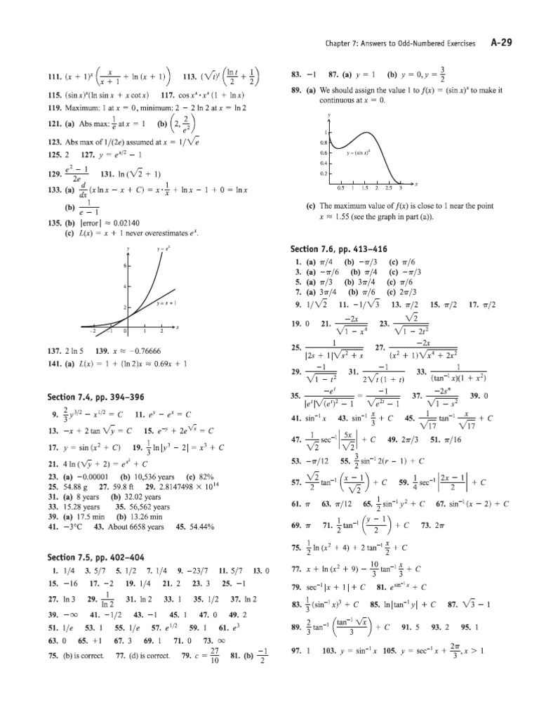 Section 7.6, 413-416: Chapter 7: Answers Odd-Numbered Exercises | PDF