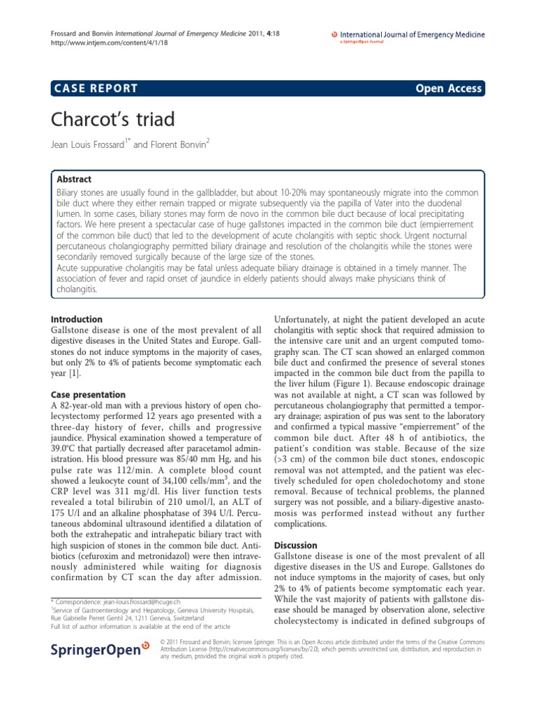 Charcot 'S Triad: Casereport Open Access | PDF | Exocrine System ...
