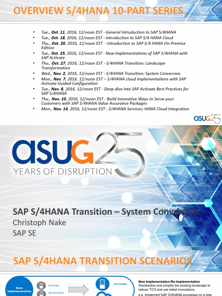11-2-16 - Transition To SAP S4HANA - System Conversion PDF | PDF