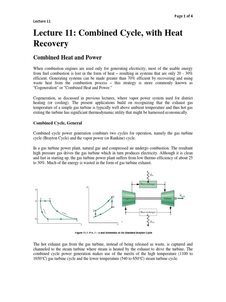 Combined Cycle, Combined Cycle With Heat Recovery.. | PDF | Gas Turbine ...
