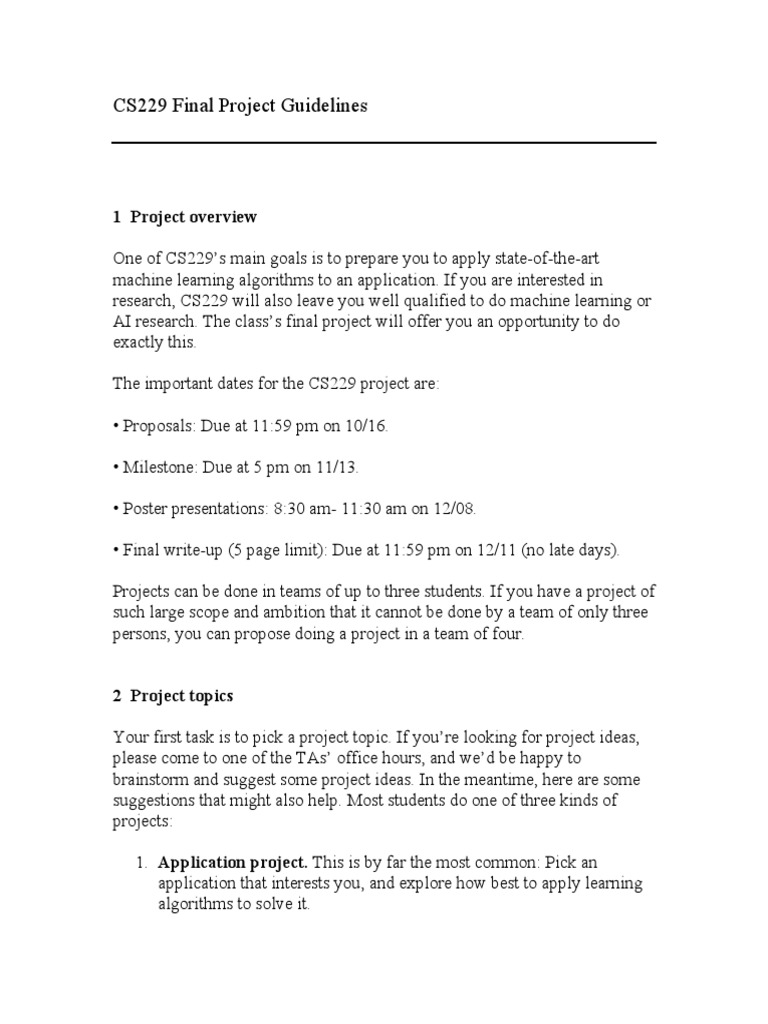 CS229 Final Project Guidelines | PDF | Portable Document Format | Machine Learning