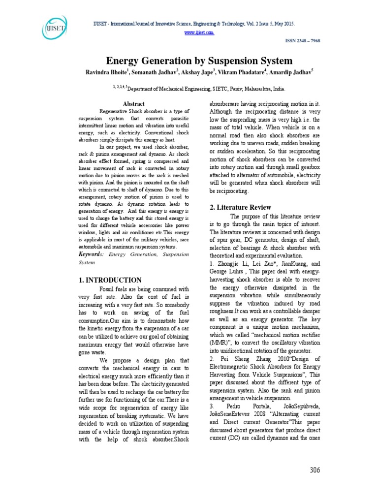 Energy Generation via Suspension System | PDF | Suspension (Vehicle ...