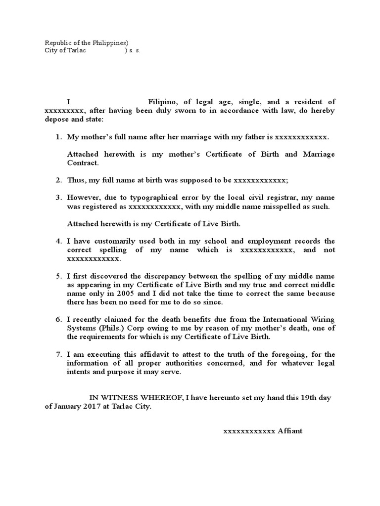 Affidavit of Discrepancy