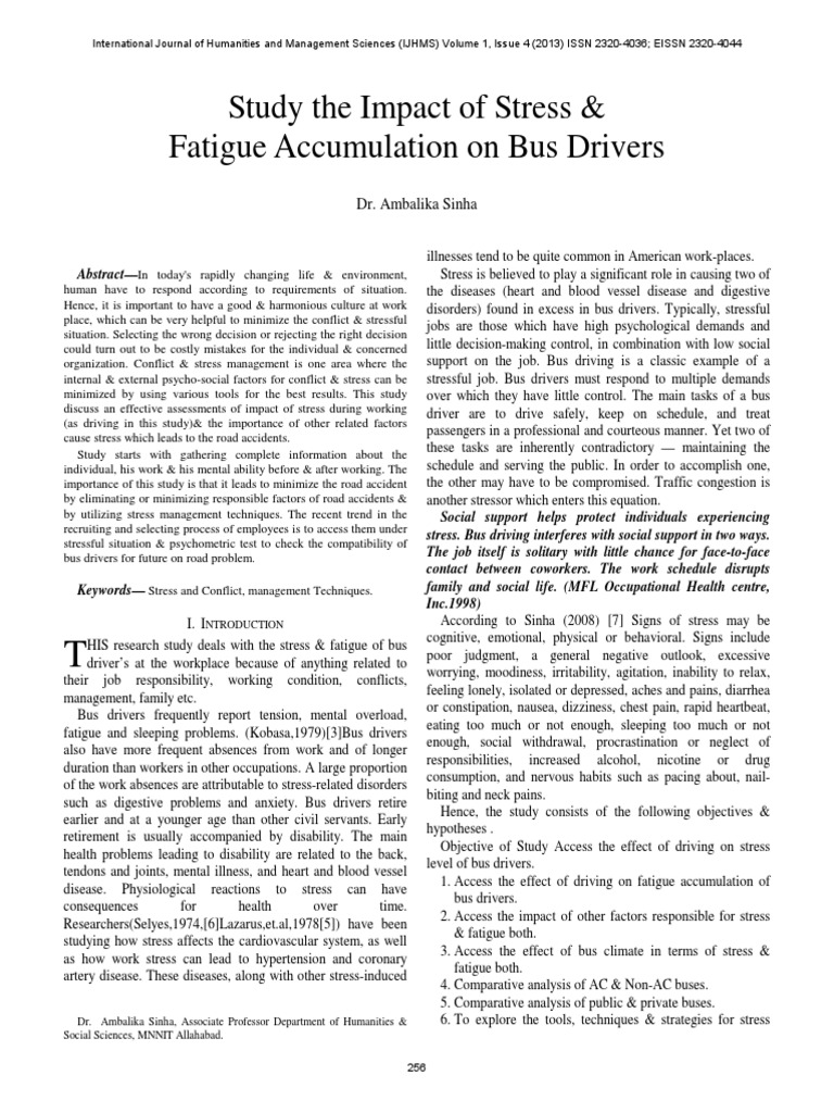 Study The Impact of Stress & Fatigue Accumulation On Bus Drivers | PDF ...