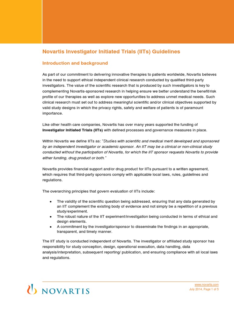 Novartis Investigator Initiated Trials | PDF | Novartis | Clinical Trial