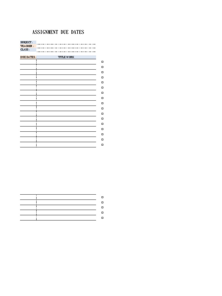 Assignment Due Dates | PDF