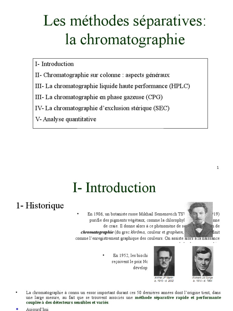 Les Méthodes Séparatives: La Chromatographie | PDF | Chromatographie ...