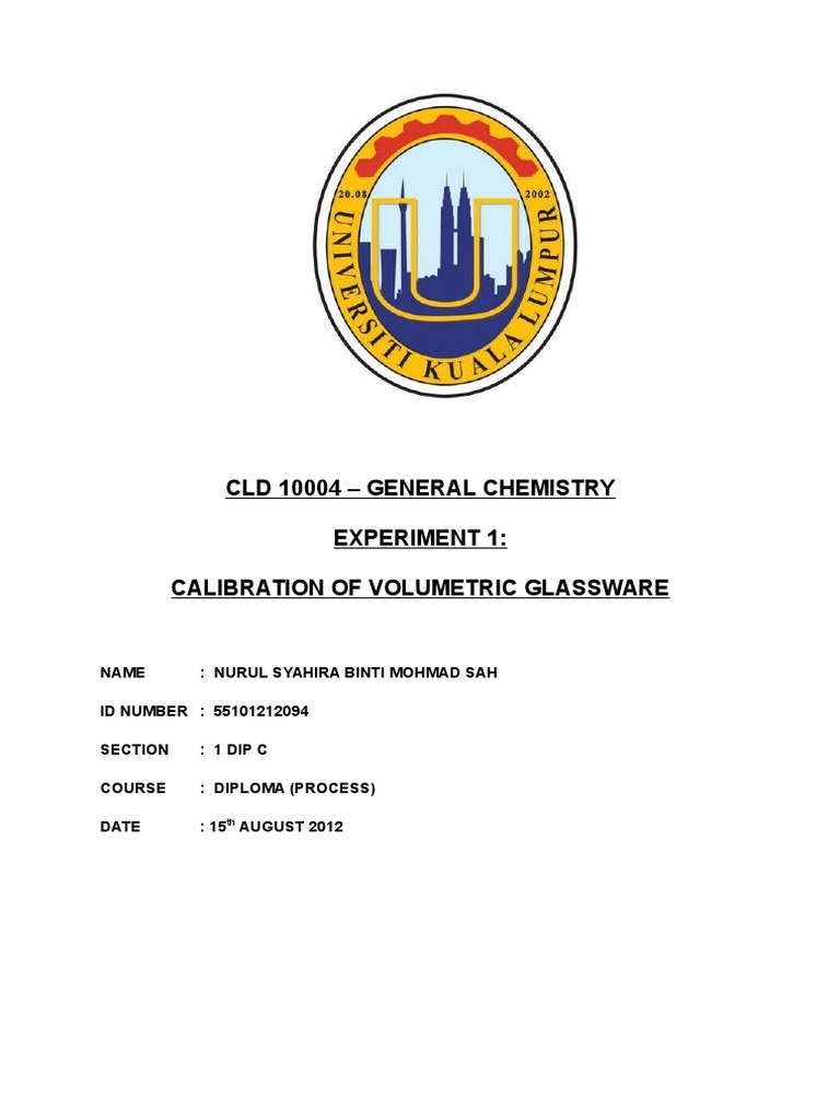 Lab Report 1 | PDF | Calibration | Accuracy And Precision