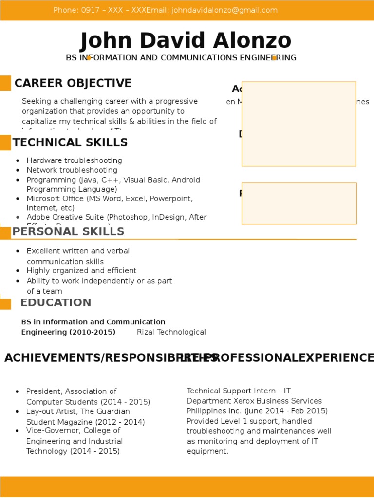 John David Alonzo: Career Objective | PDF