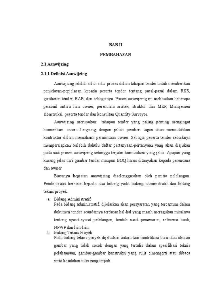 Proses Aanwijzing dalam Tender Konstruksi | PDF