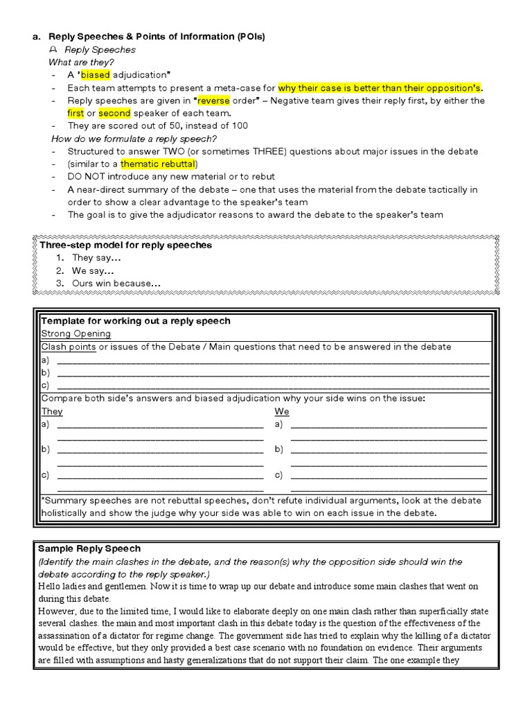 Reply Speeches What Are They? | PDF | Dictator | Government